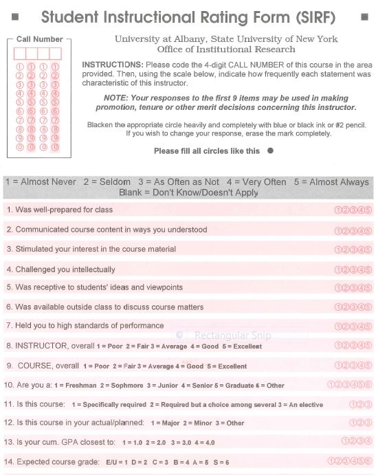 Student Information Rating Forms - SIRF | University at Albany